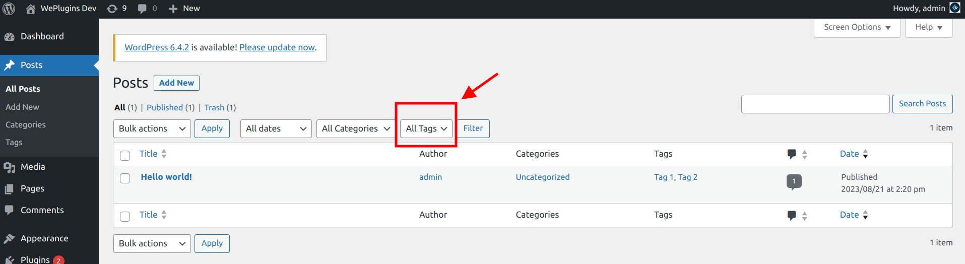 How to use restrict_manage_posts action in WordPress - WePlugins